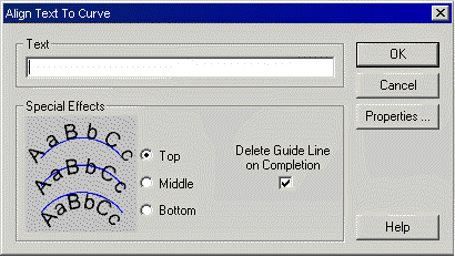 Draw menu: Text along a curve